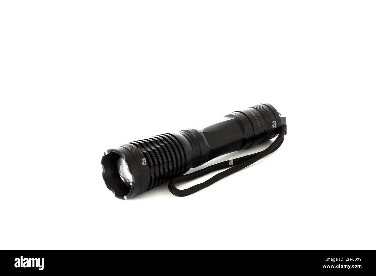 Black small flashlight on a white background. Lantern Stock Photo - Alamy