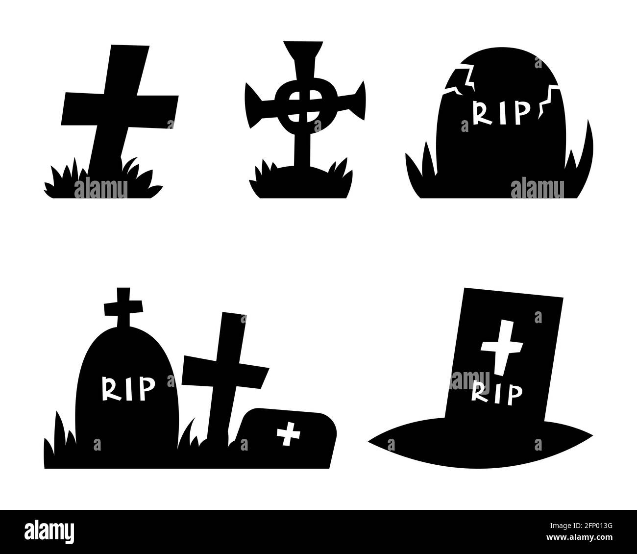 Grave icons set on white isolated background. illustration Stock Photo ...