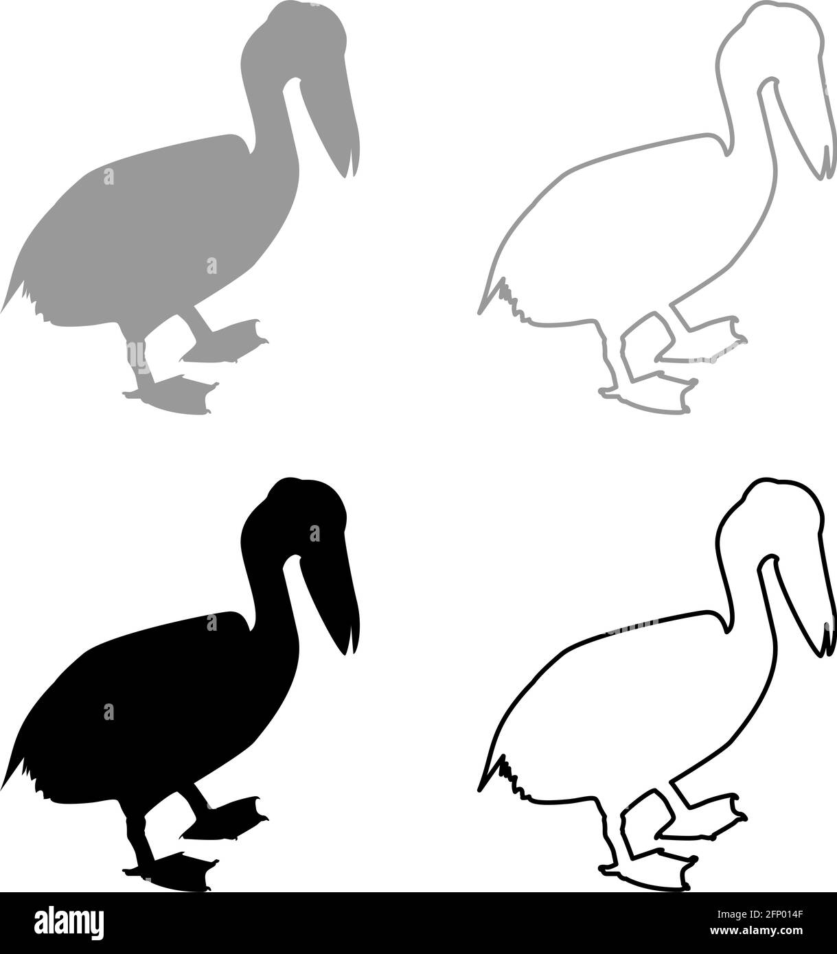Pelican bird Seabird Waterbird silhouette grey black color vector ...