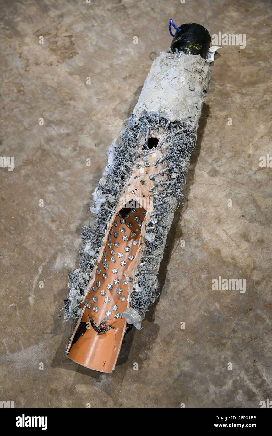 A previously cut free 'lock-on' device, used by protesters to link arms ...