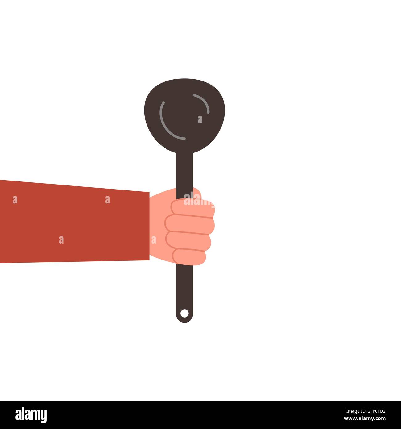 Ladle in hand, illustration on white background Stock Photo - Alamy