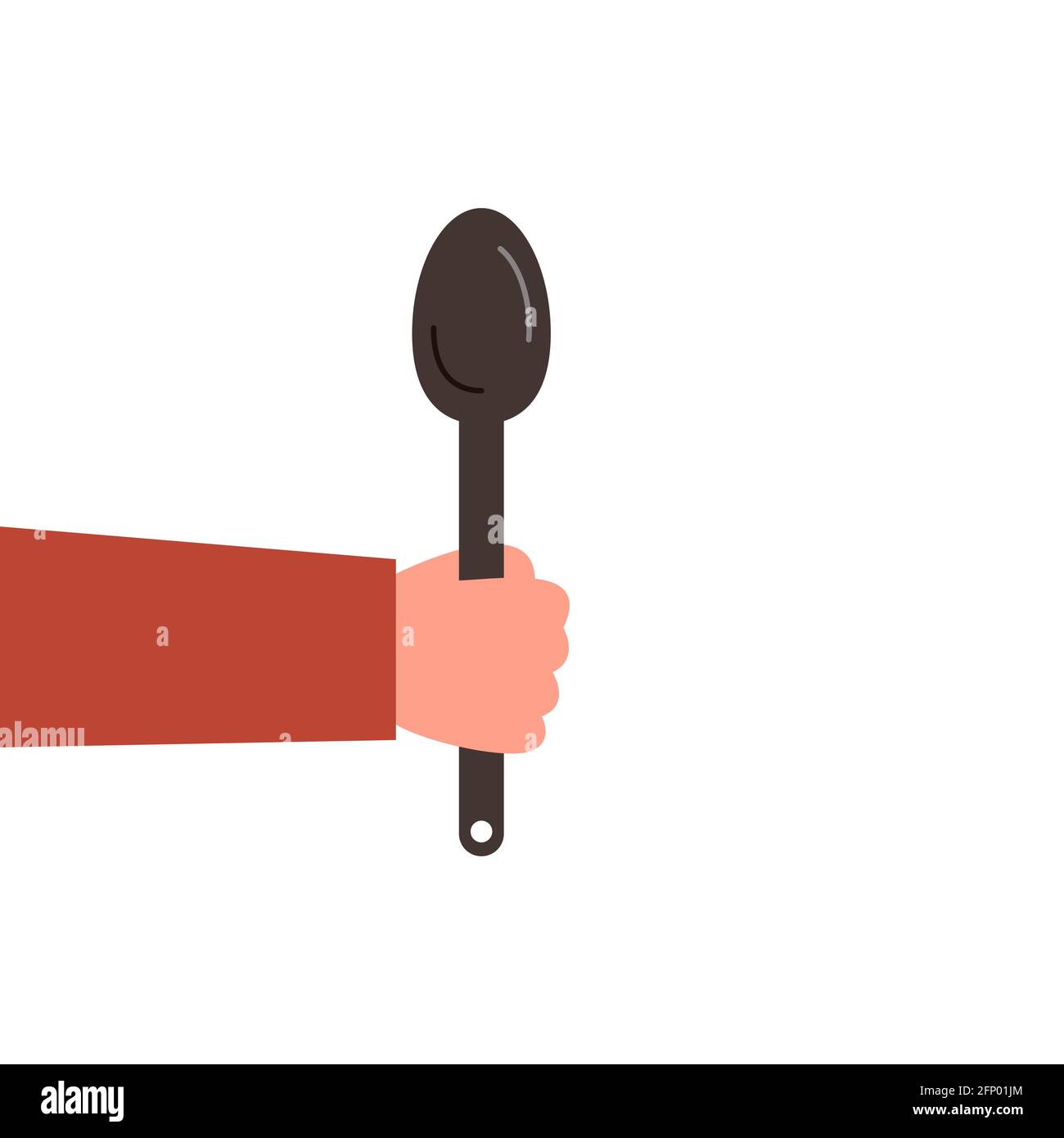 Hand holding a spoon, illustration isolated on white background Stock ...