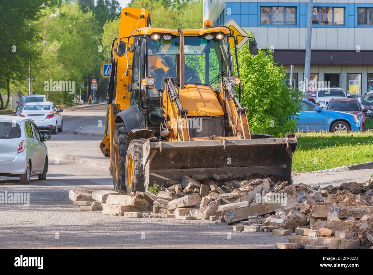 Construction site of the city street at day time Stock Photo - Alamy