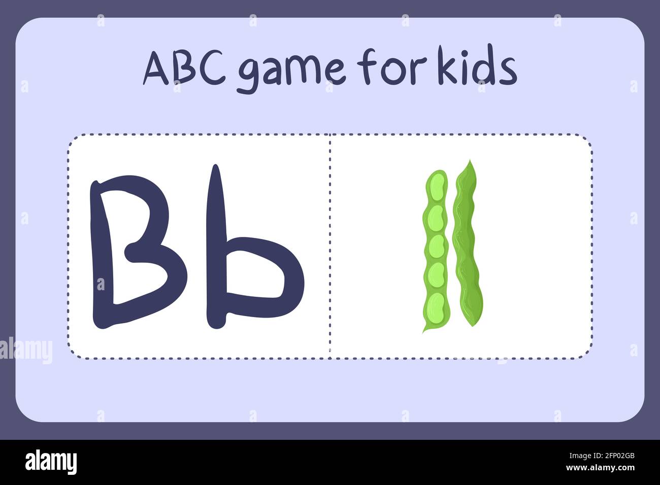 Kid alphabet mini games in cartoon style with letter B - bean. Vector ...