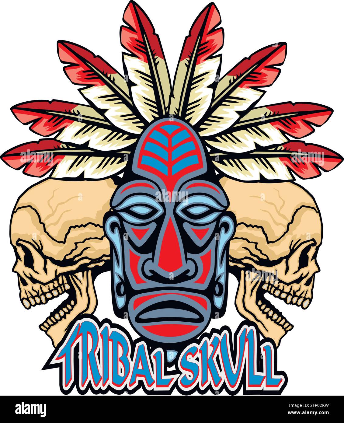 Tribal sign with skull, grunge vintage design t shirts Stock Vector ...