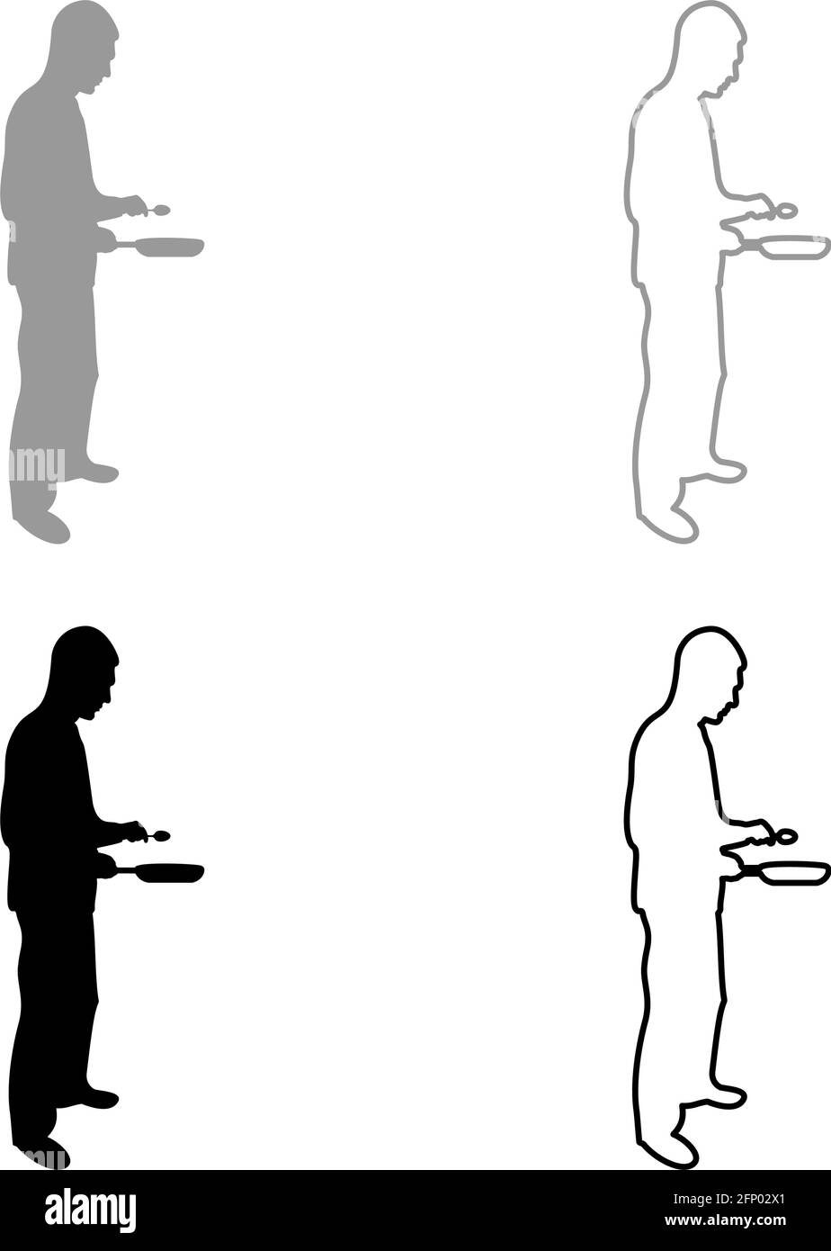 Man holds frying pan spoon Chef holding kitchen utensil Professional ...