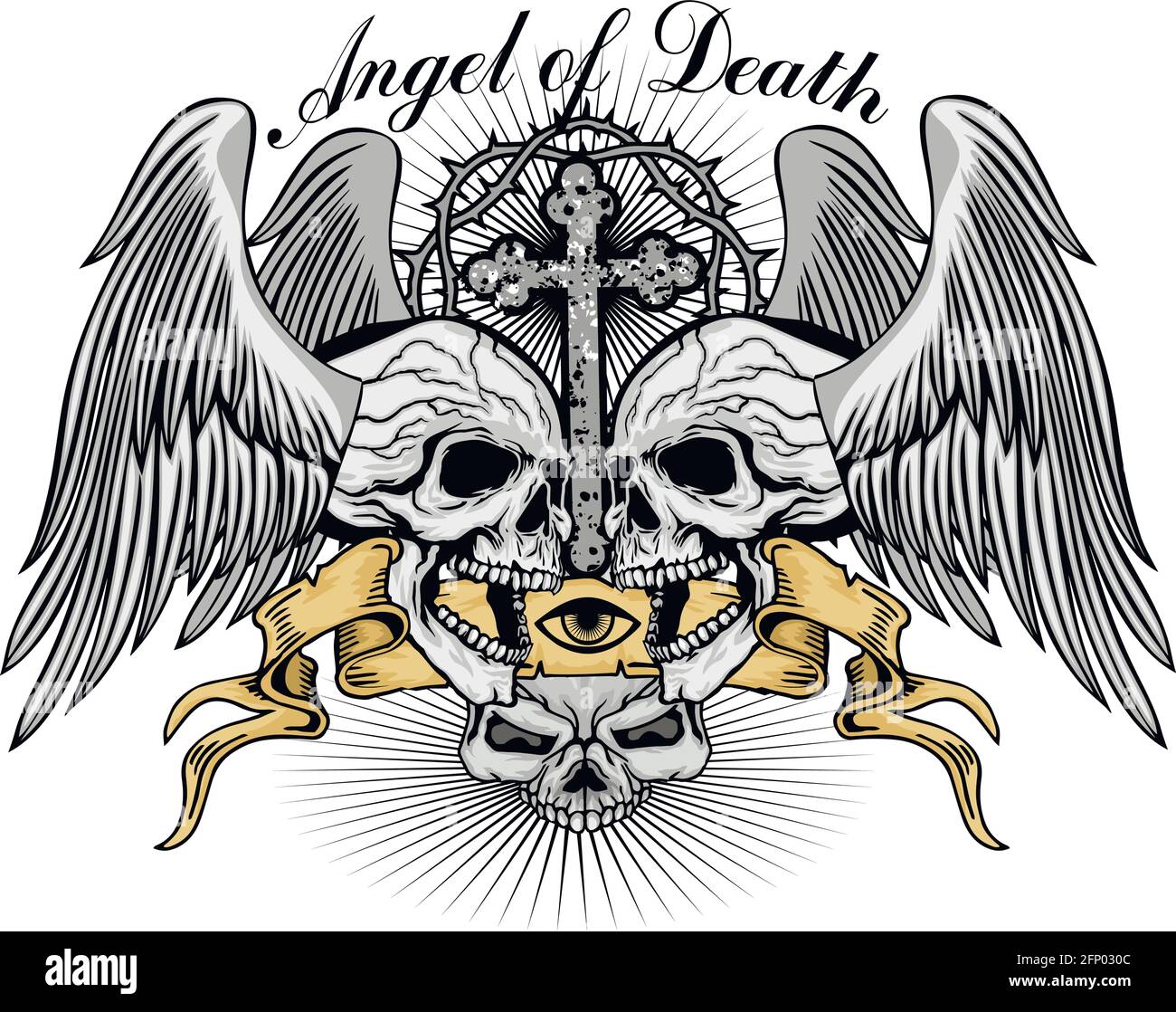 Gothic sign with skull and cross, grunge vintage design t shirts Stock ...