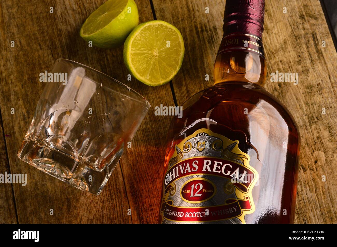 Bottle of Chivas Regal whiskey on the table Stock Photo - Alamy
