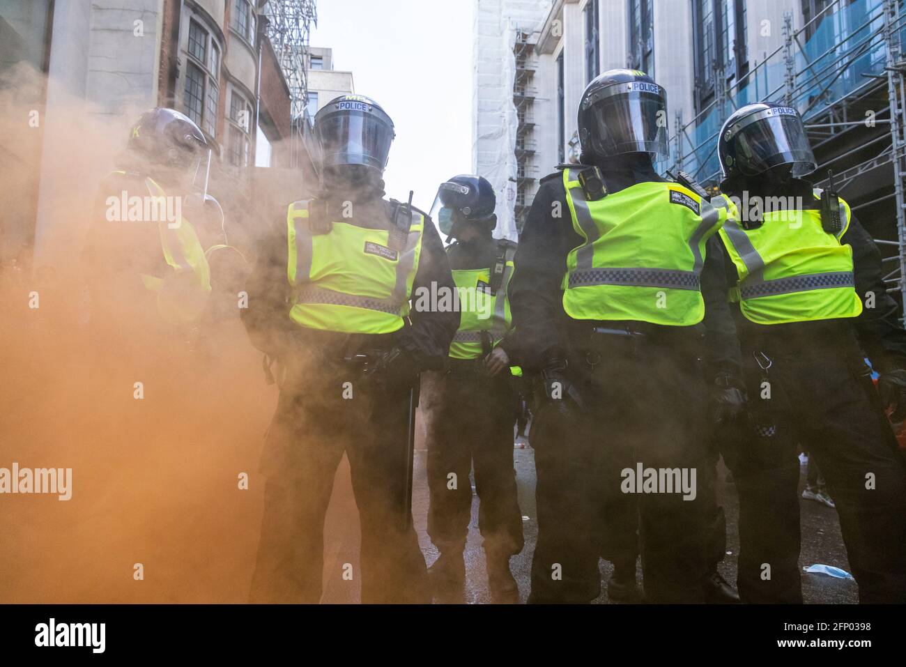 Smoke bomb goes off beside police, 'Free Palestine' solidarity protest ...
