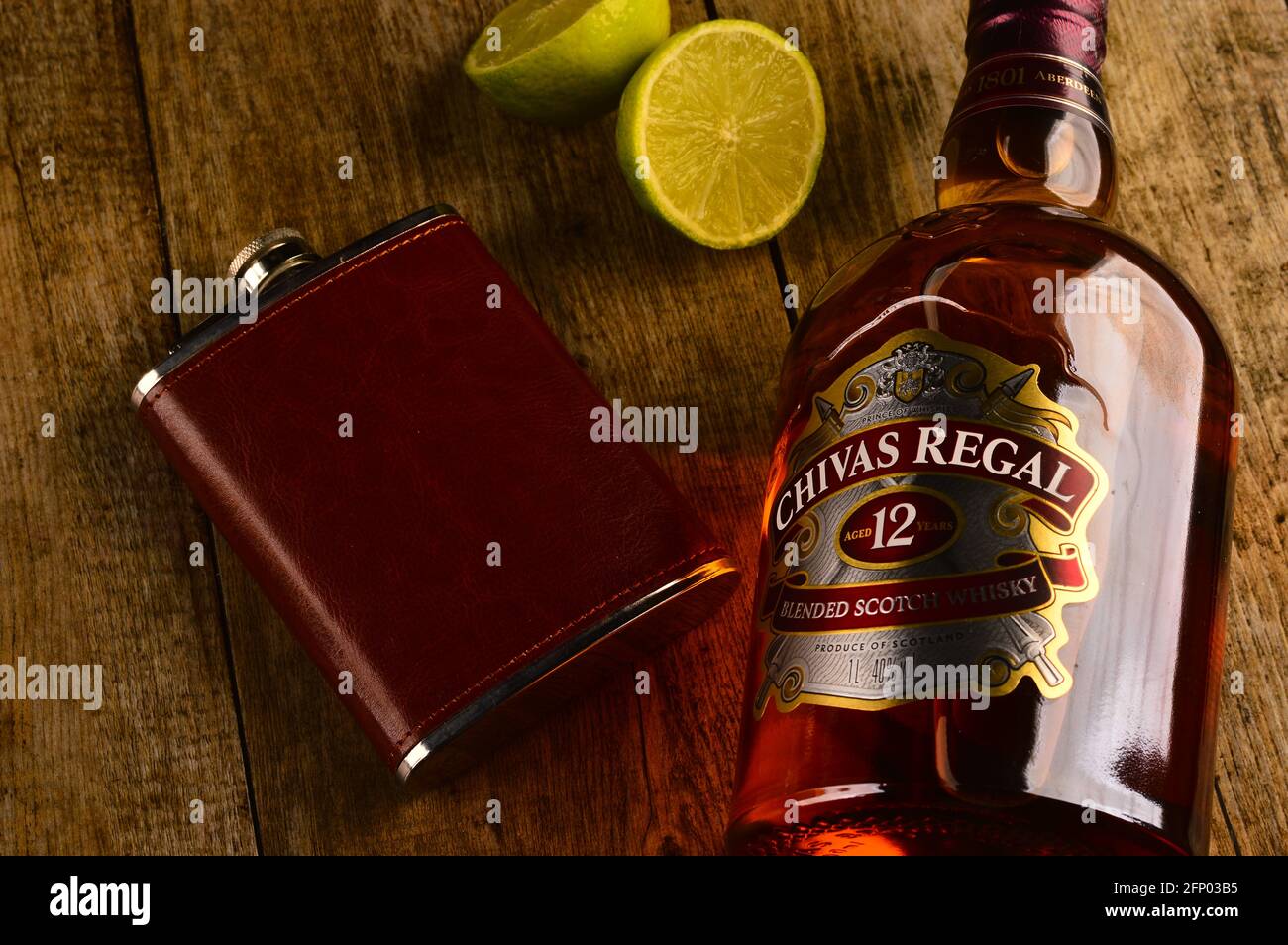 Bottle of Chivas Regal whiskey on the table Stock Photo - Alamy