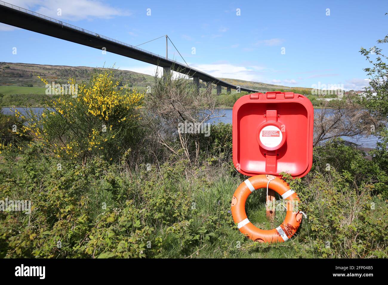 Life Belt in Boden Boo park by the Erskine Bridge, Renfrewshire Stock ...