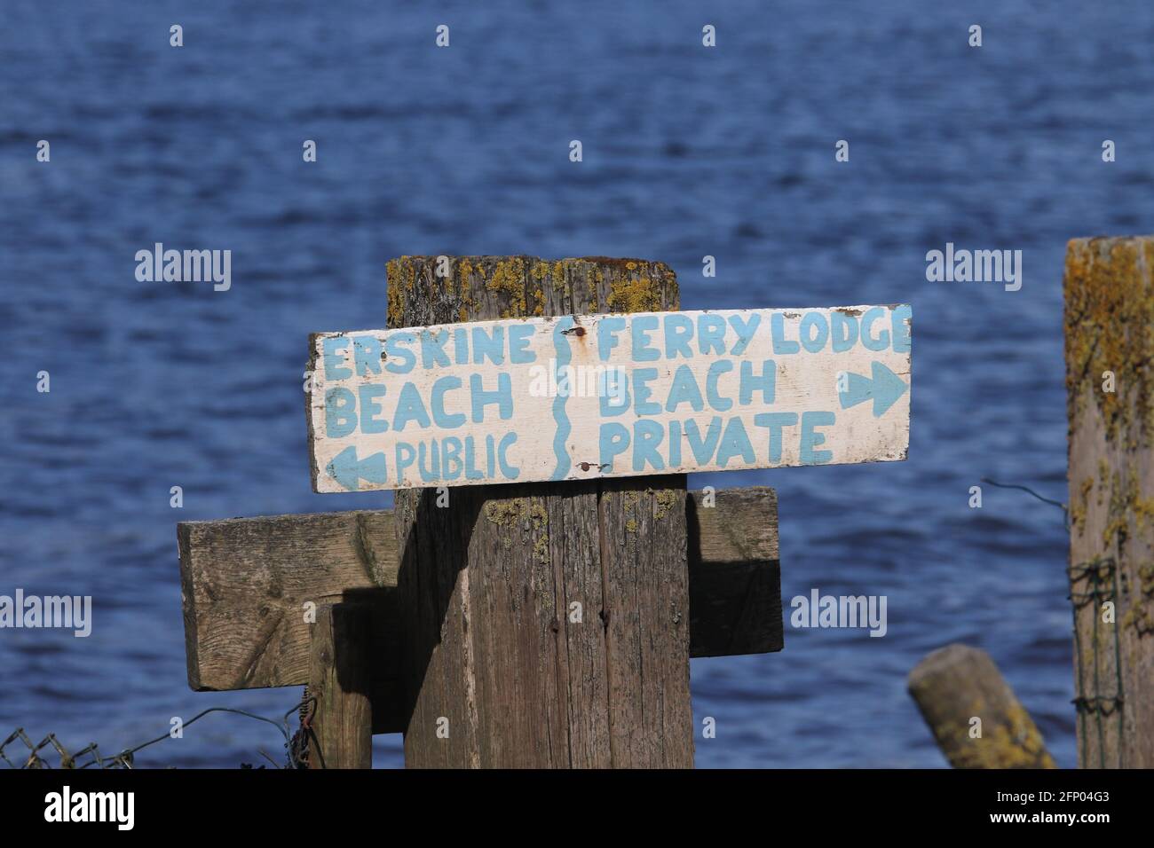 Hand painted sign on Clyde Coastal Path at Erskine, Renfrewshire ...