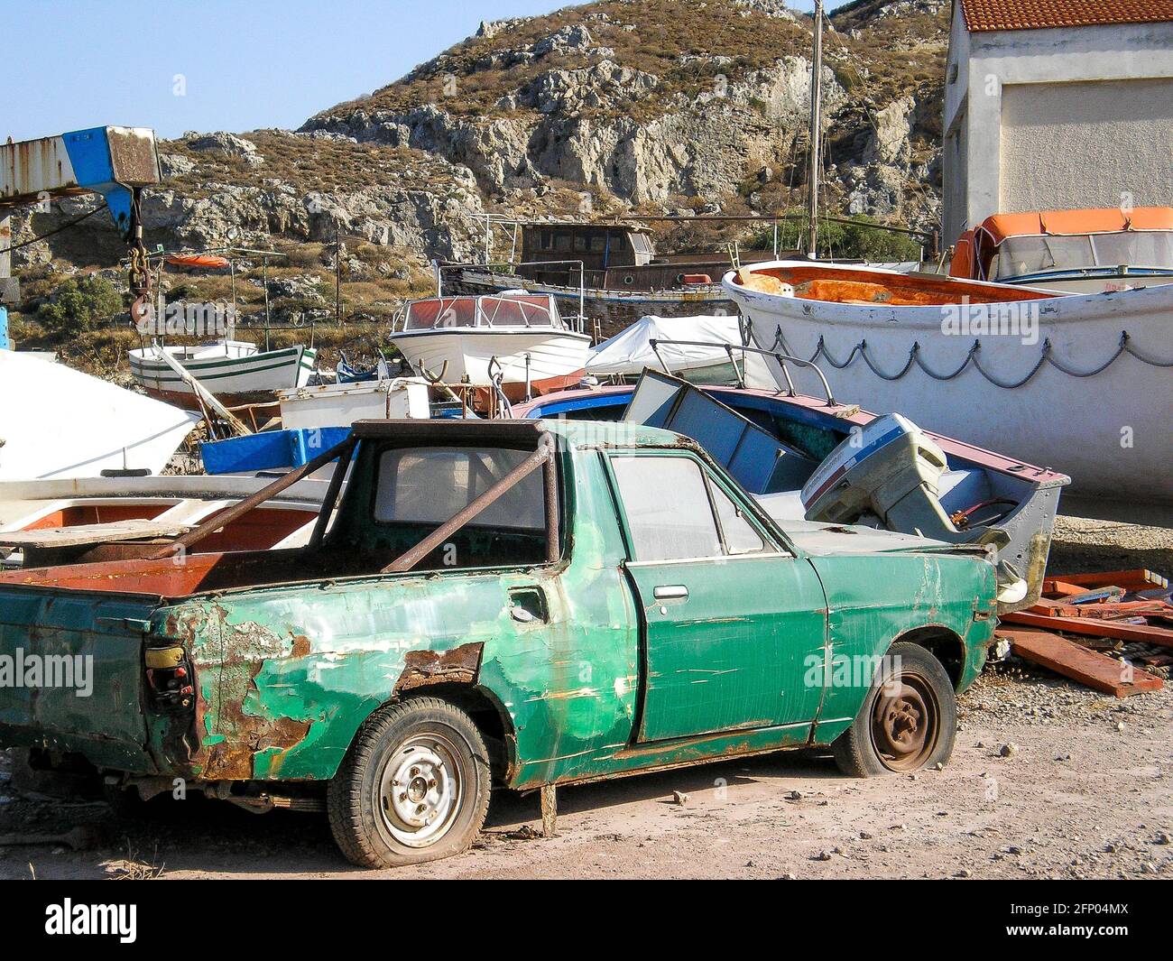 Car wreck , Crete, Greece Stock Photo - Alamy