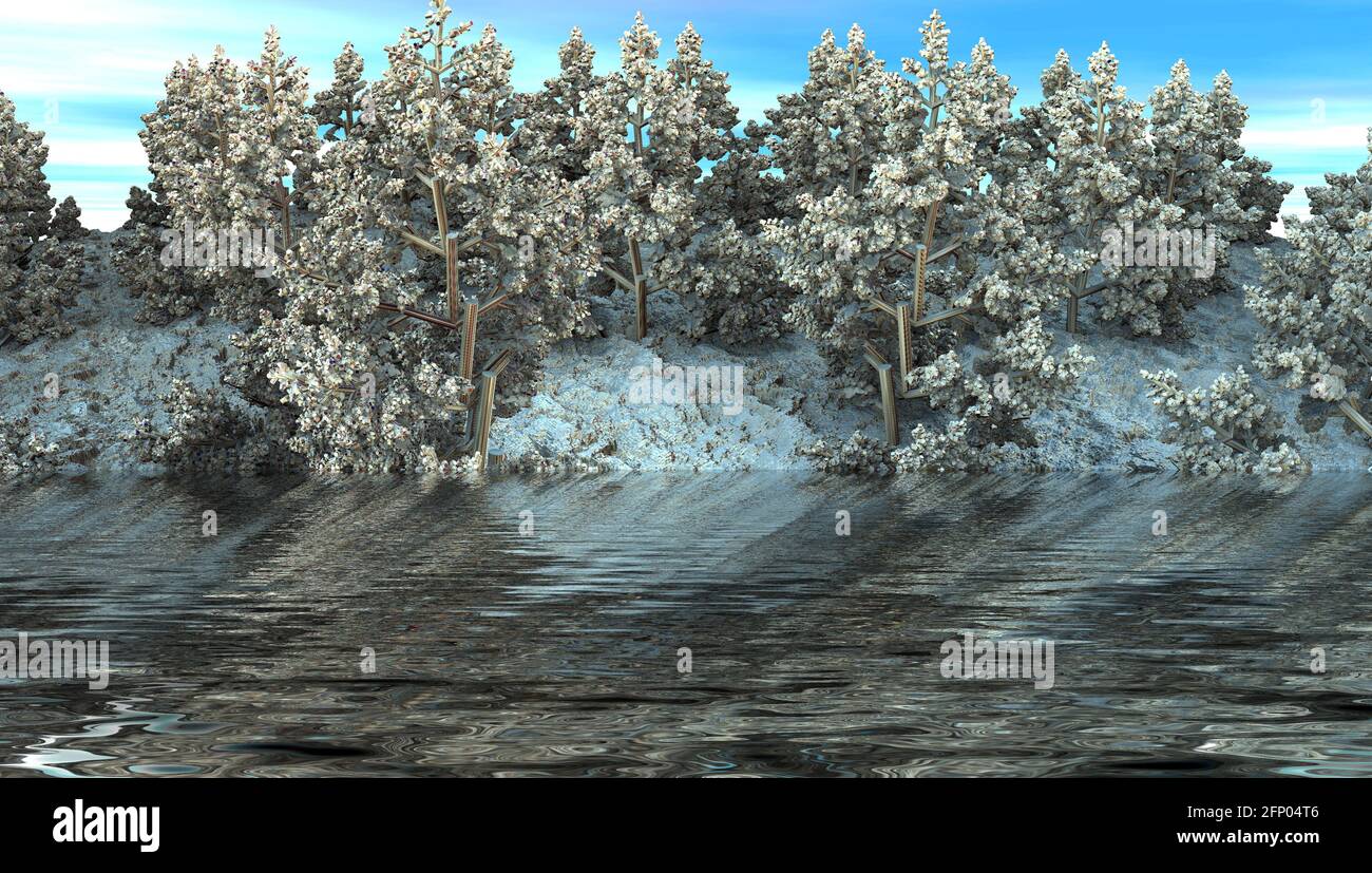 3D rendered illustration of virtual scenery for creative design, art ...