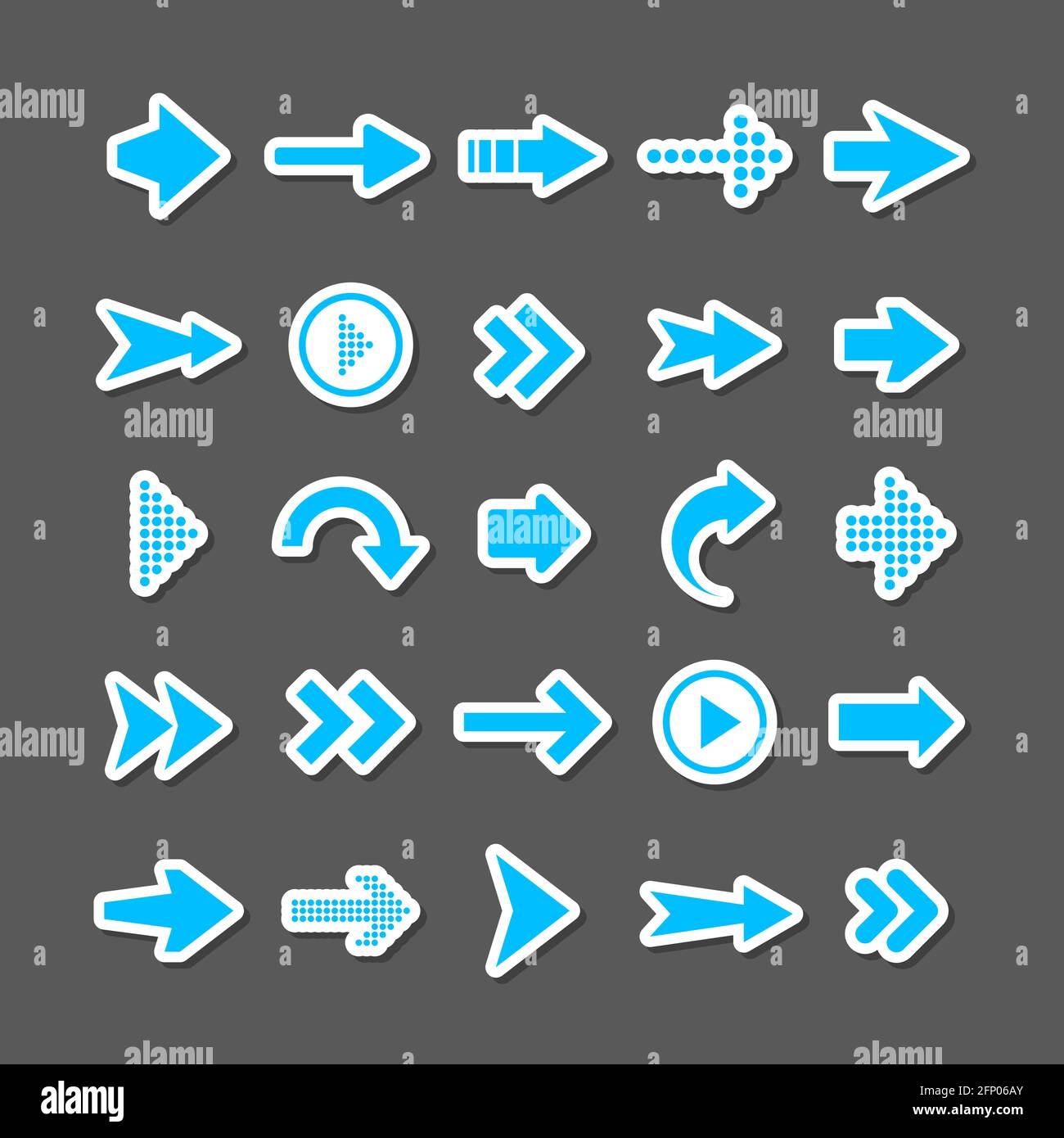 Colorful arrow stickers set. Blue cursor icons, pointers collection ...