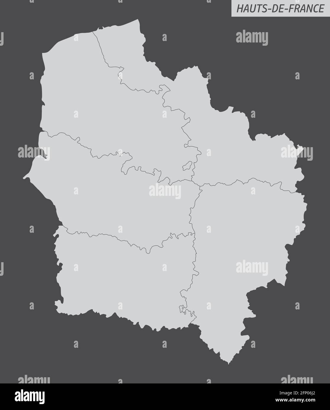 Hauts-de-France administrative map isolated on dark background, France ...