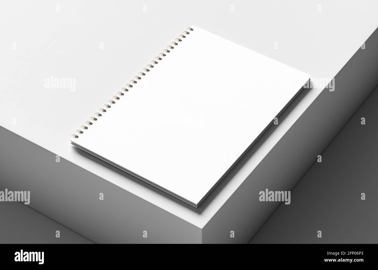 Spiral binder notebook mock up isolated on modern white background. 3D ...