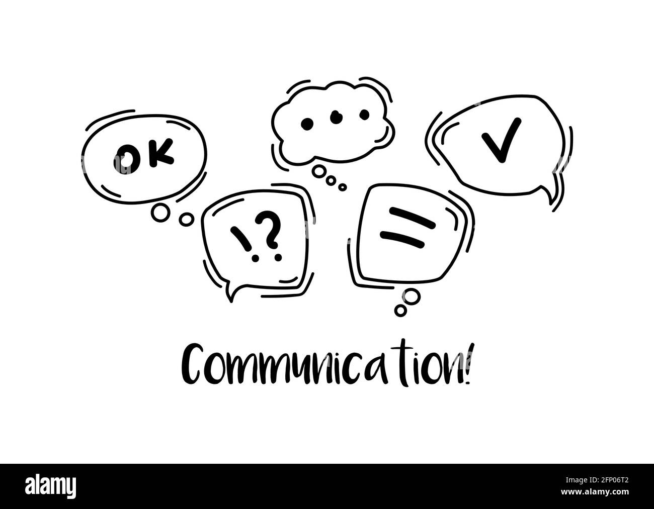 Hand drawn Black doodle. Concept comunication. Dialog speech bubbles ...