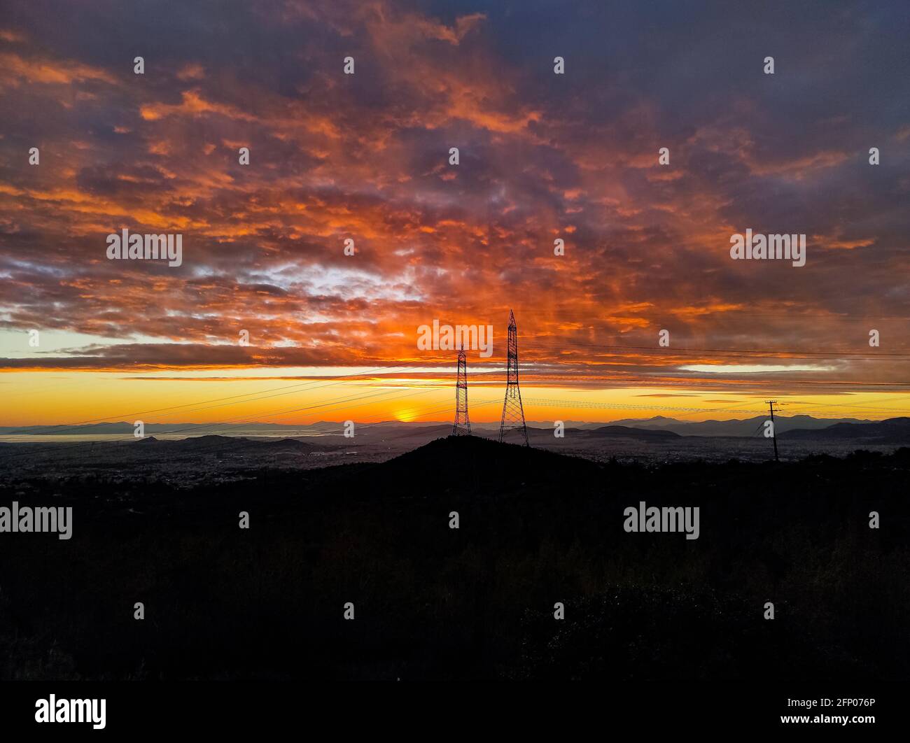 Red sunset athens hi-res stock photography and images - Alamy