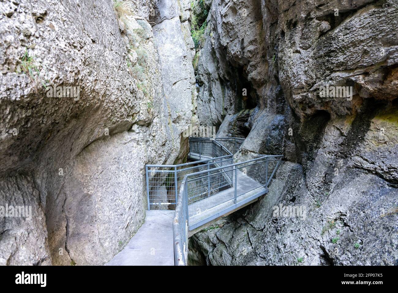 View of the Yecla gorge and its walkway in Burgos, Spain Stock Photo ...