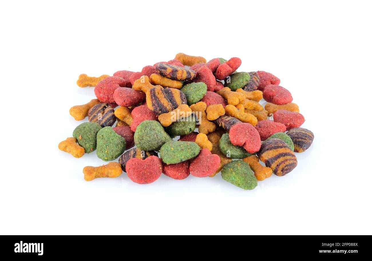 Dog food on white background Stock Photo - Alamy
