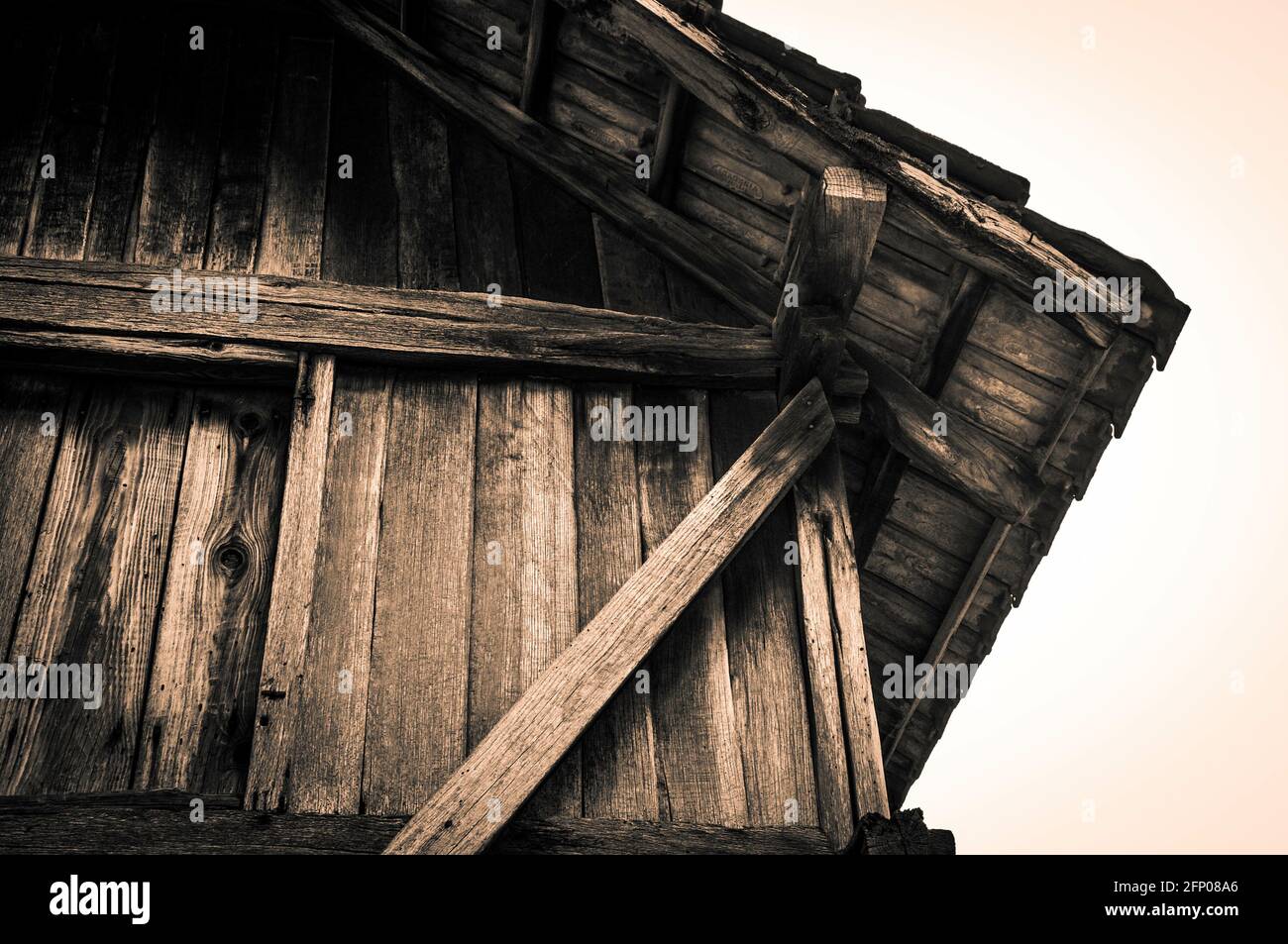 Old wooden rural house on white background Stock Photo - Alamy