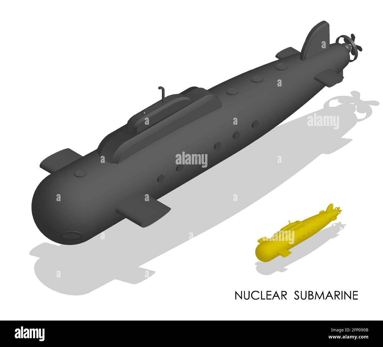 Isometric military combat submarine. Nuclear Navy. Realistic 3D vector ...