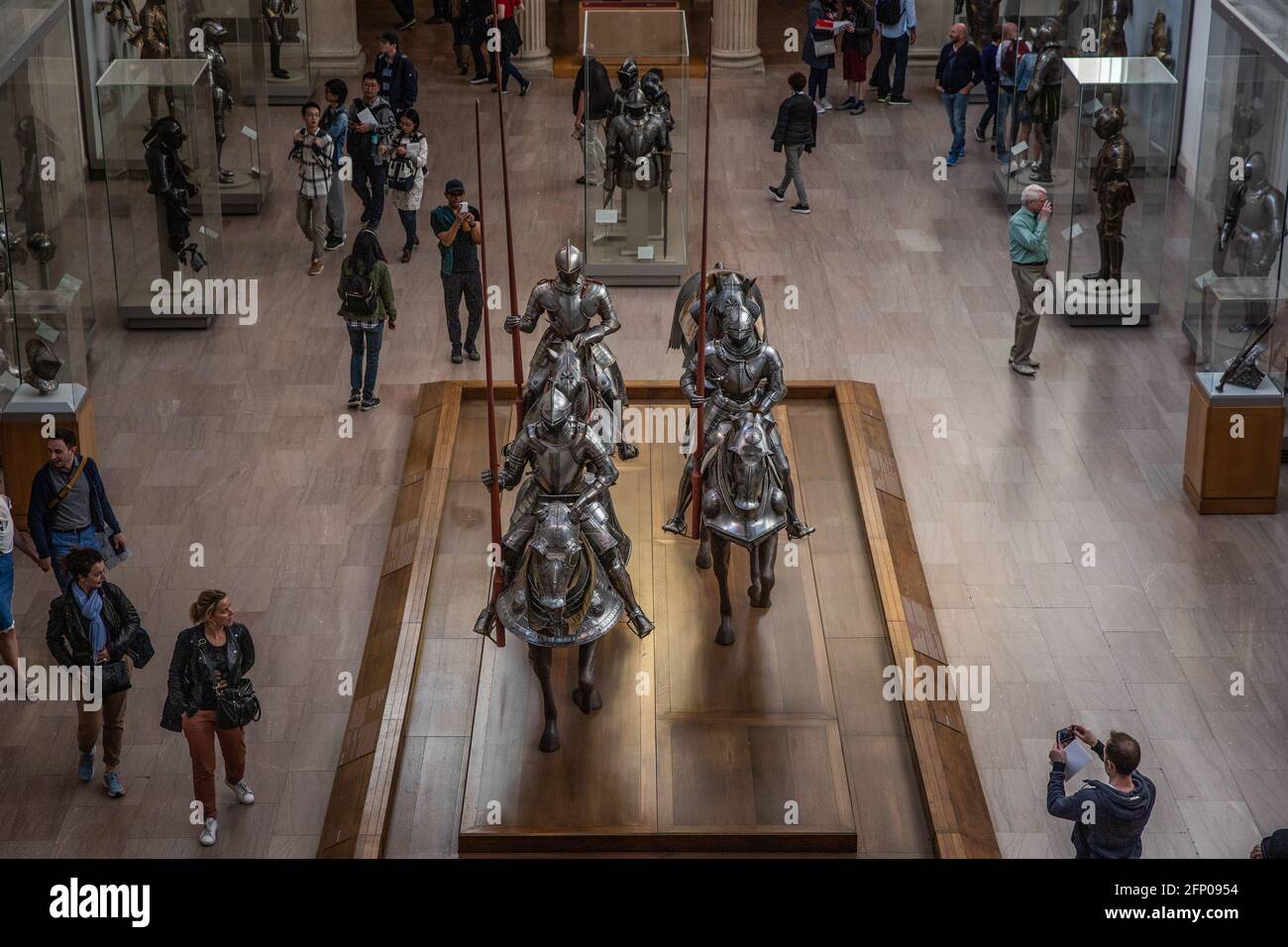 NEW YORK, UNITED STATES - Oct 12, 2018: Knights in armor on d at a ...