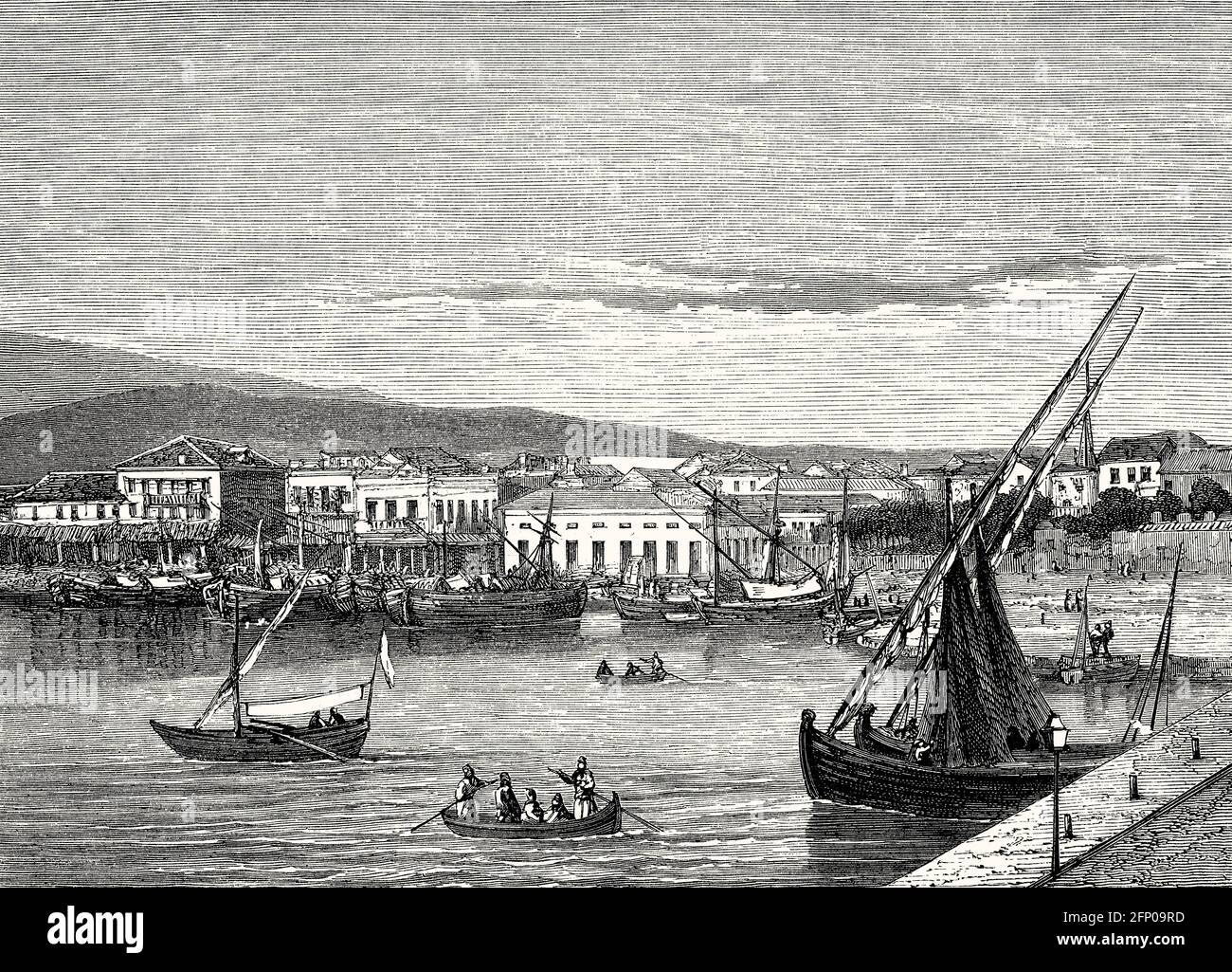 Historical view of Piraeus, Greece, 19th century Stock Photo - Alamy