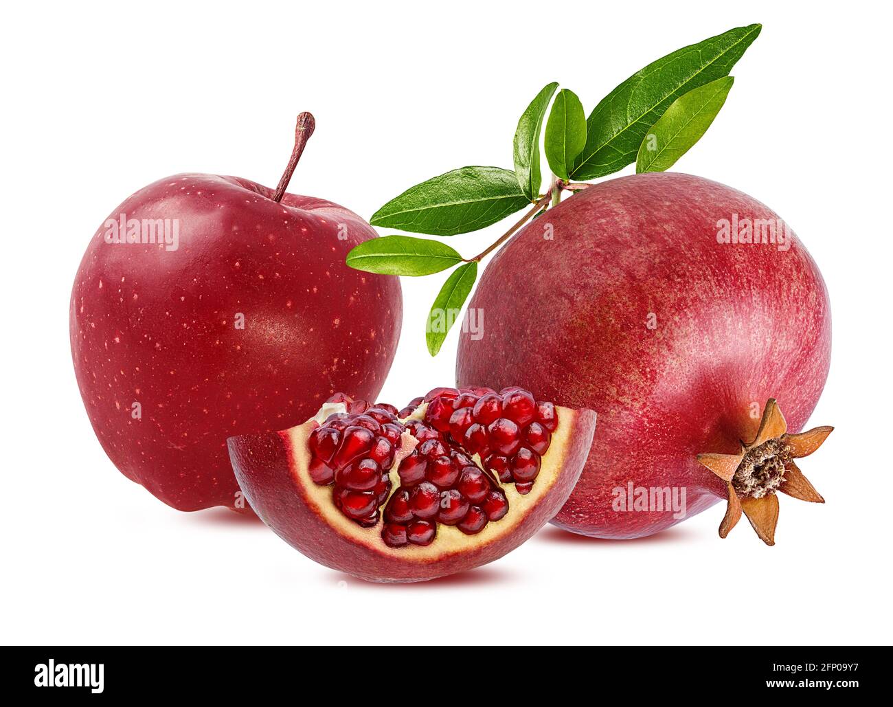 pomegranate and apple isolated on white background Stock Photo - Alamy