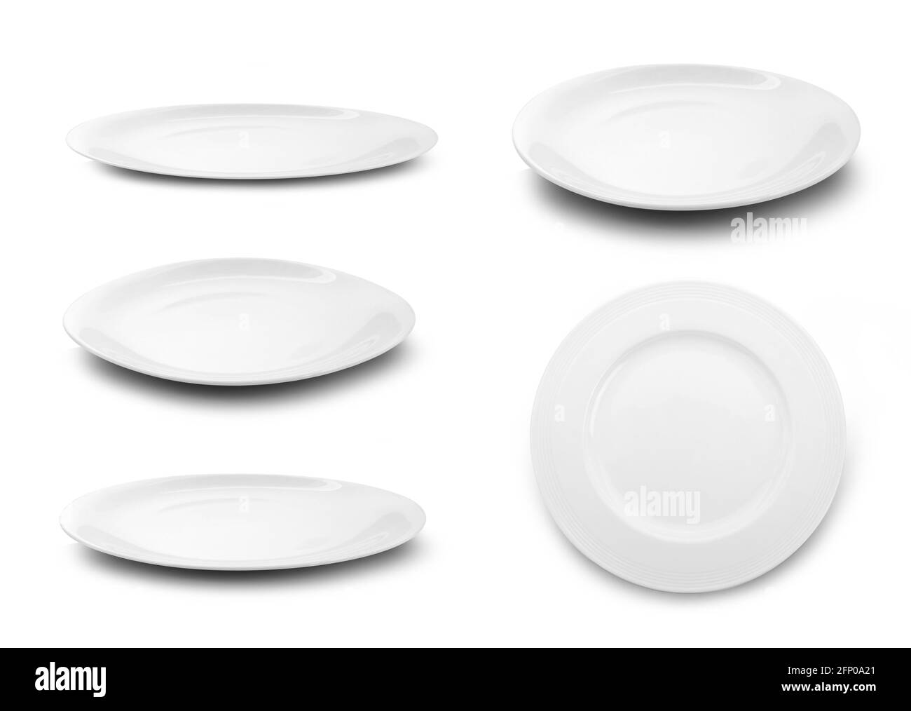 set of plate on white background Stock Photo - Alamy