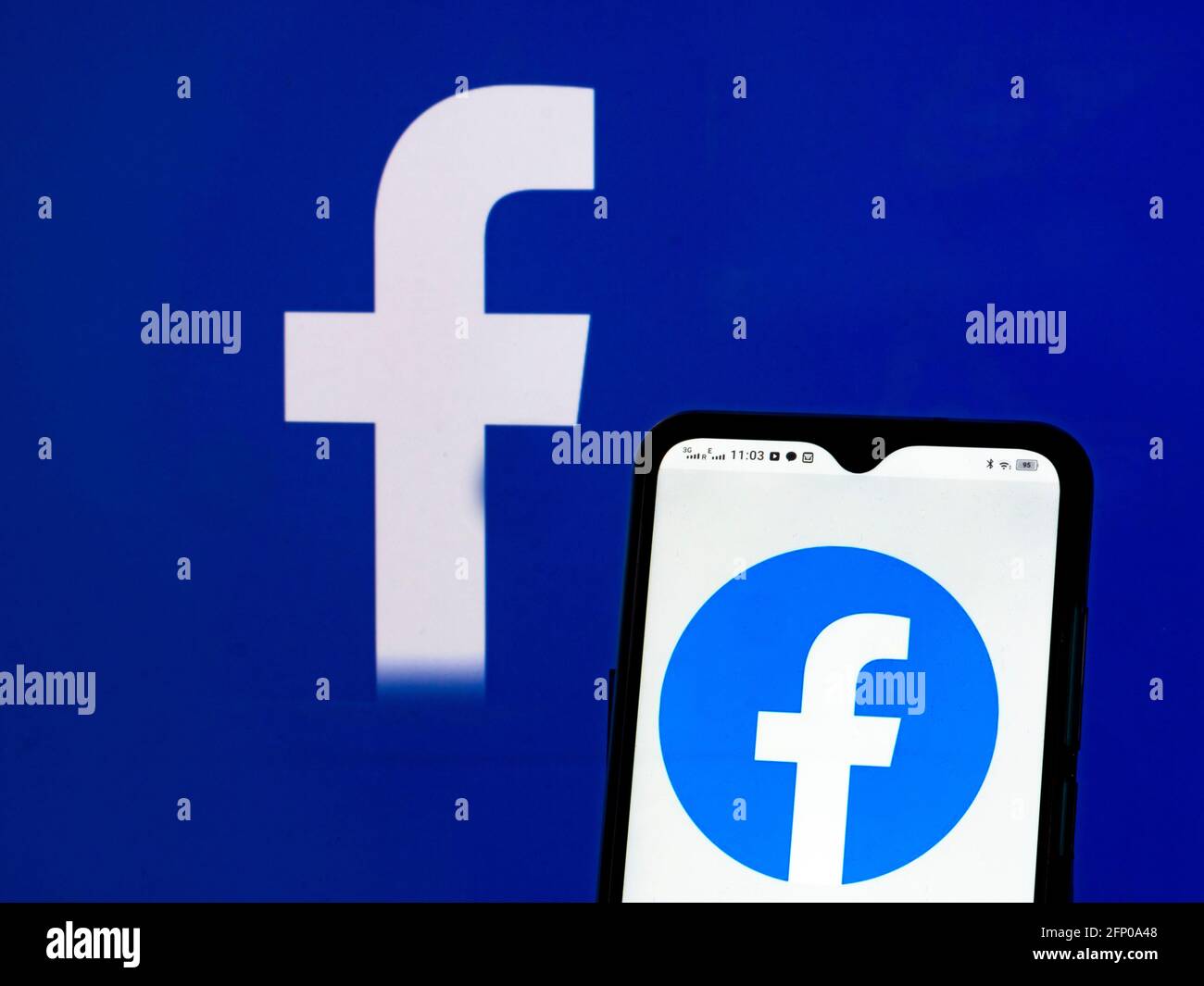 In this photo illustration Facebook, Inc. logo seen displayed on a ...