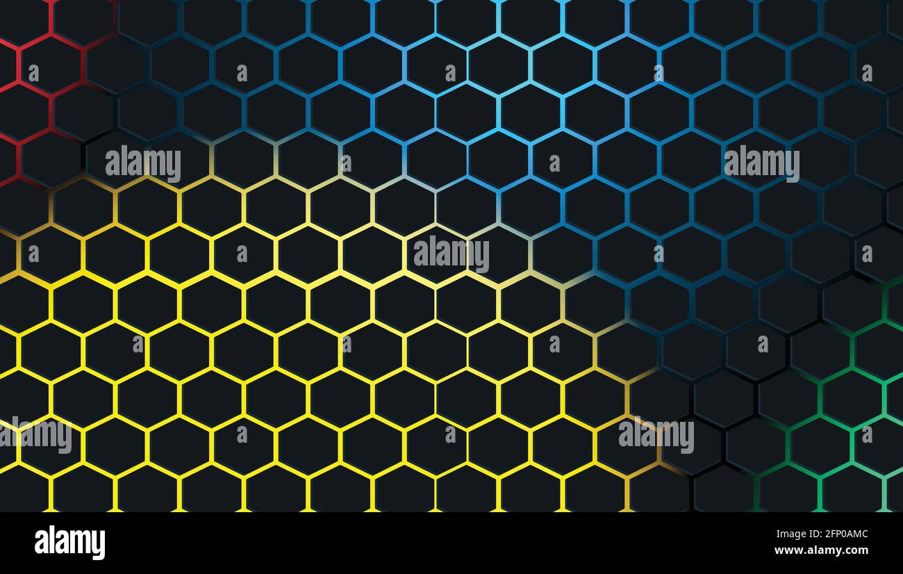 Colored lights and black hexagon background Stock Vector Image & Art ...