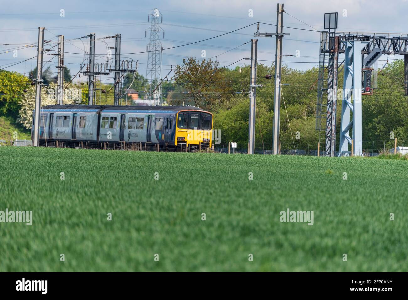 Northern rail Class 150 DMU diesel commuter train at Winwick junction ...