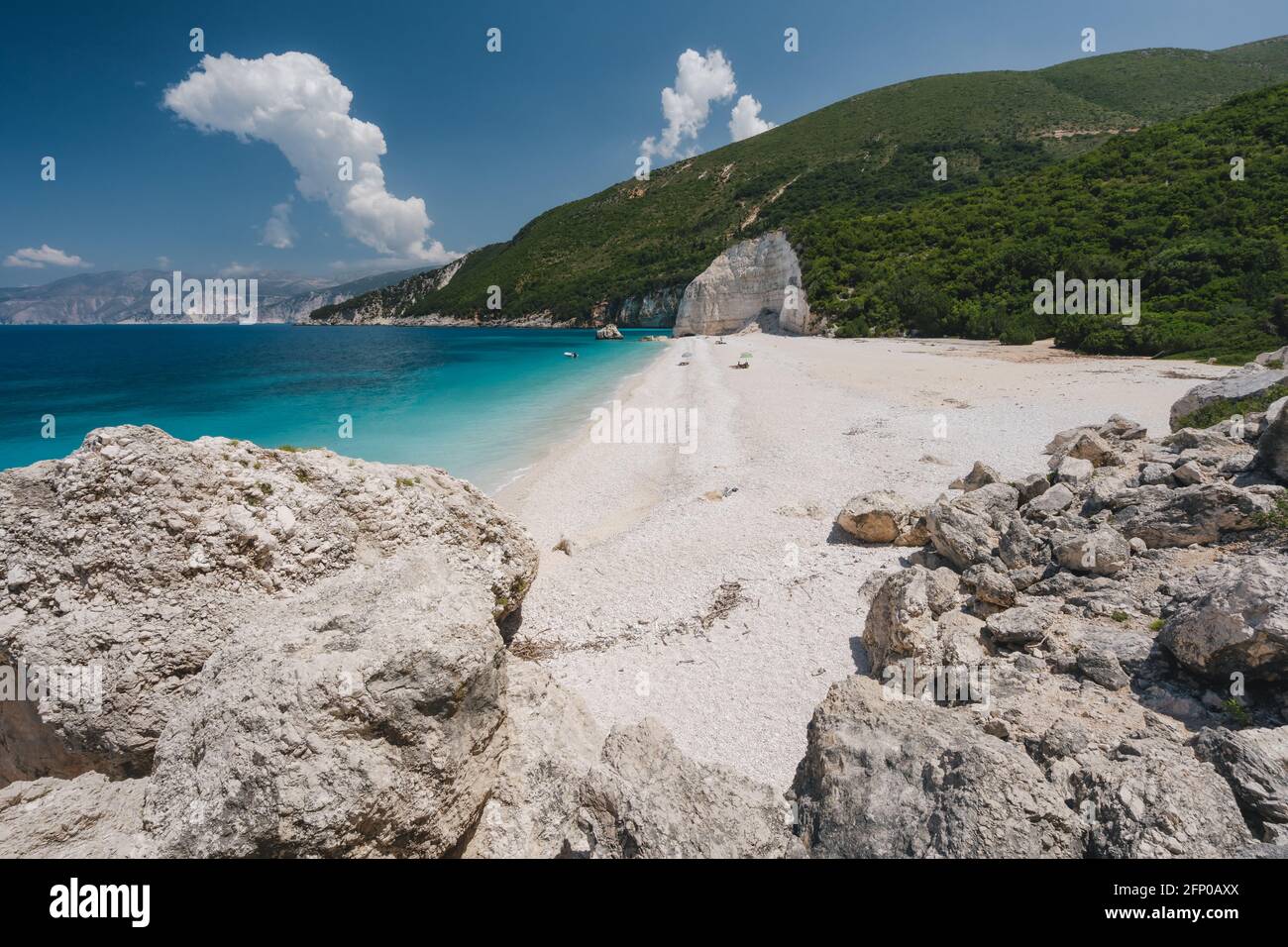 Remote and hidden Fteri beach in Keflaonia Island, Greece, Europe Stock ...
