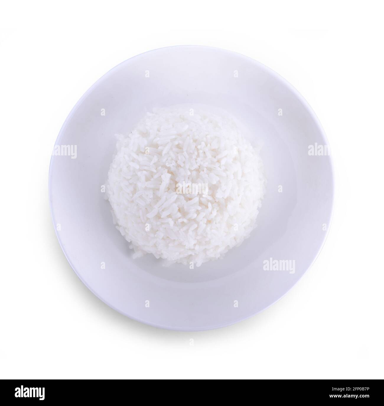 rice in plate isolated on white background Stock Photo - Alamy