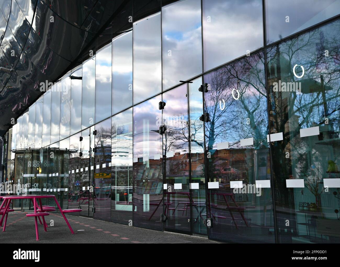 Scenic glass facade view of the Kunsthaus an ultra-modern “friendly ...