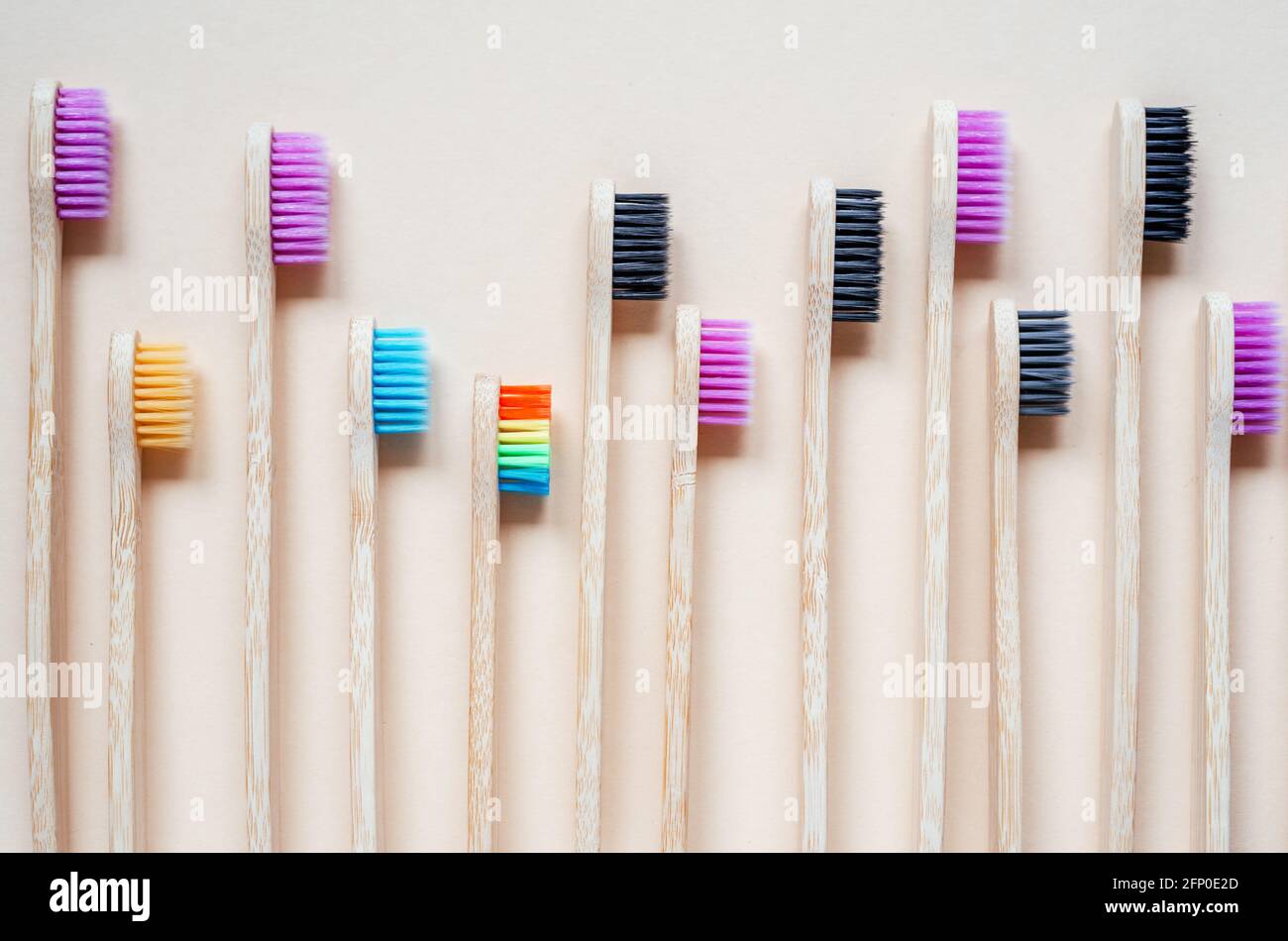 Eco friendly bamboo toothbrushes of black and purple color, zero waste ...