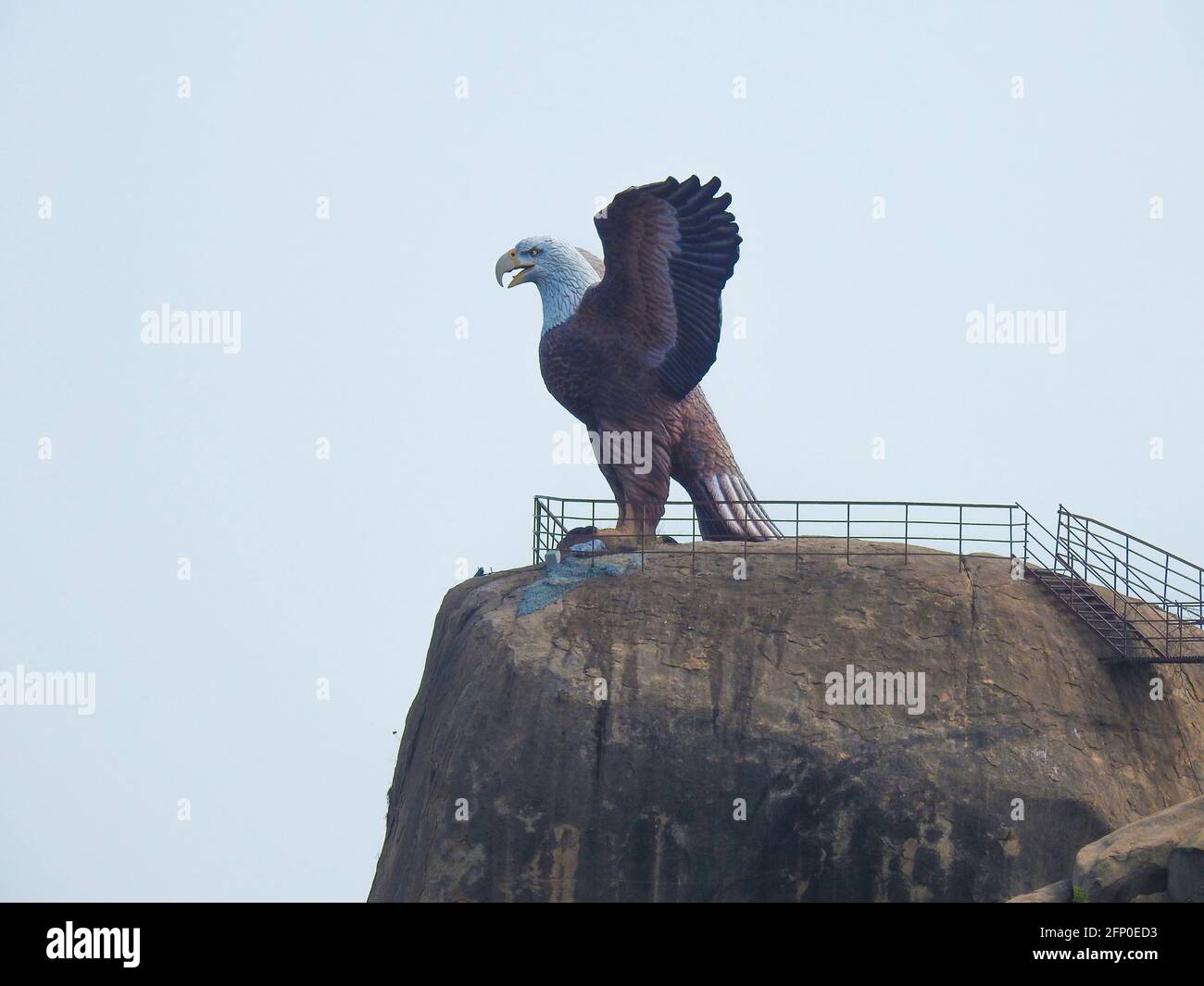 Side view of the huge statue of the bald eagle with its opened wings on ...