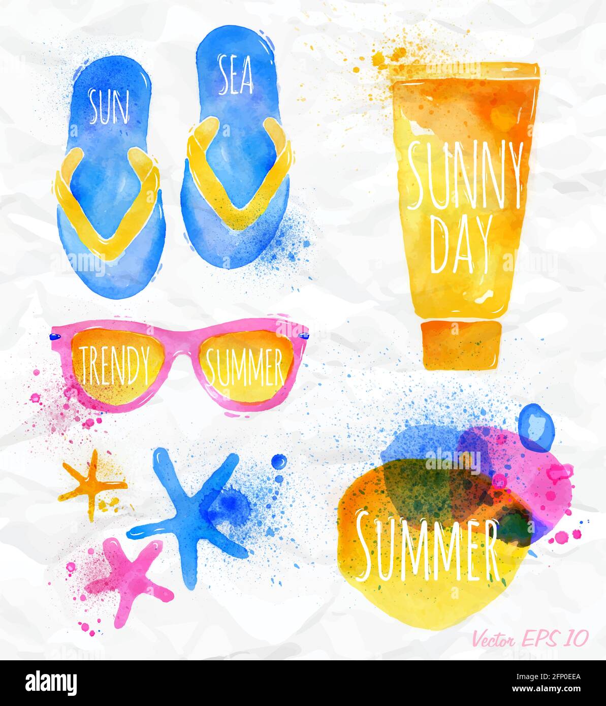 Watercolor beach elements Stock Vector Image & Art - Alamy