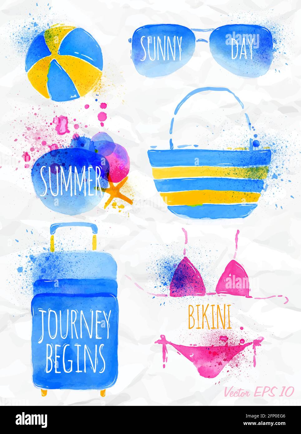 Watercolor beach elements Stock Vector Image & Art - Alamy