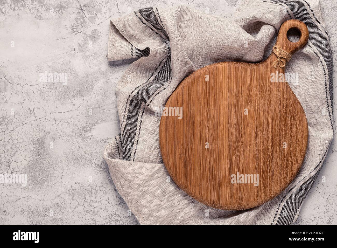 cutting board on a concrete table, top view Stock Photo - Alamy