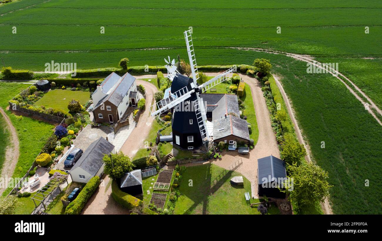 Aerial view of Ripple Windmill Mill, Ringwould, Kent Stock Photo - Alamy