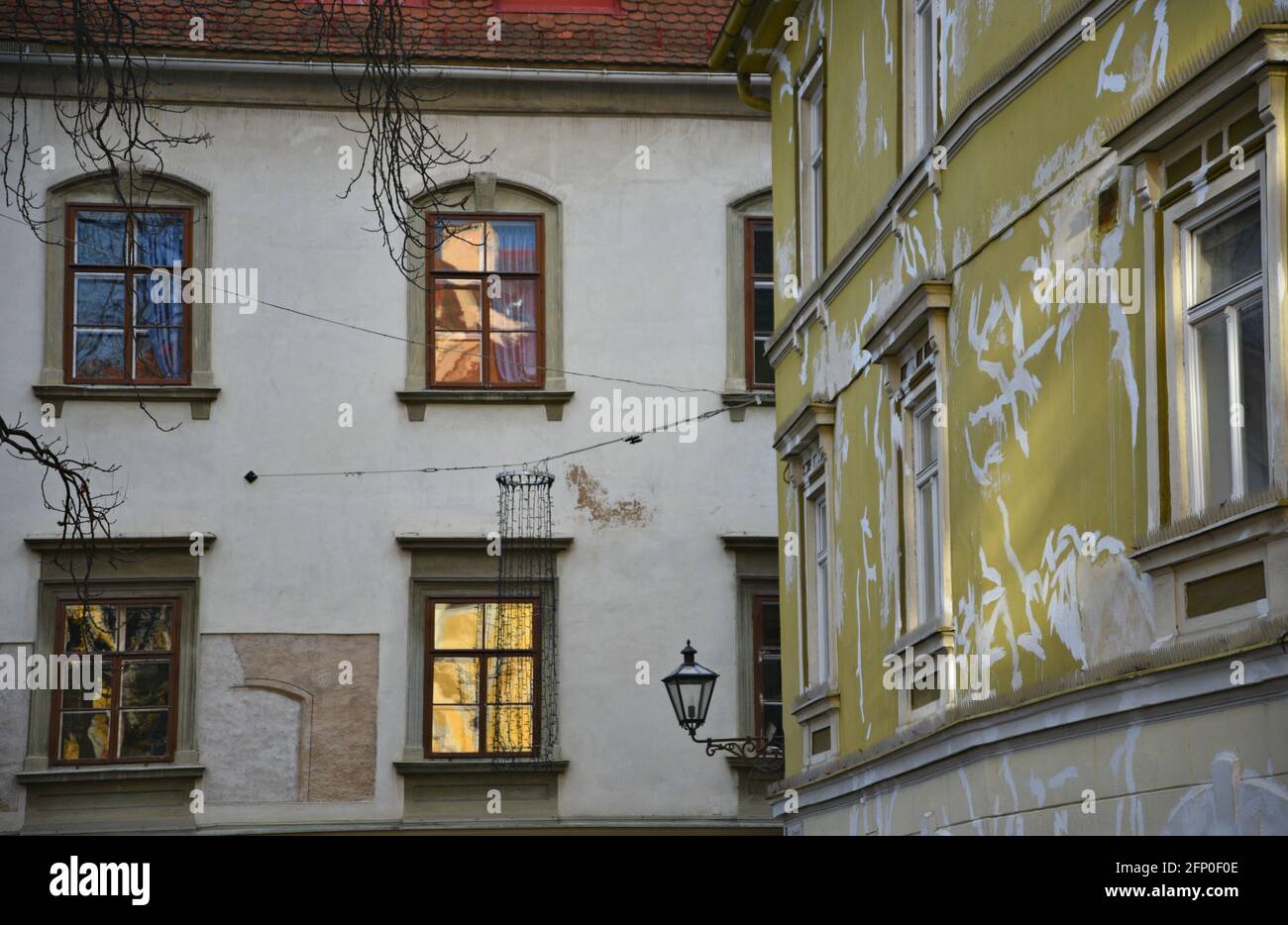 Scenic view of Baroque style buildings on Mehlplatz in Graz the capital ...