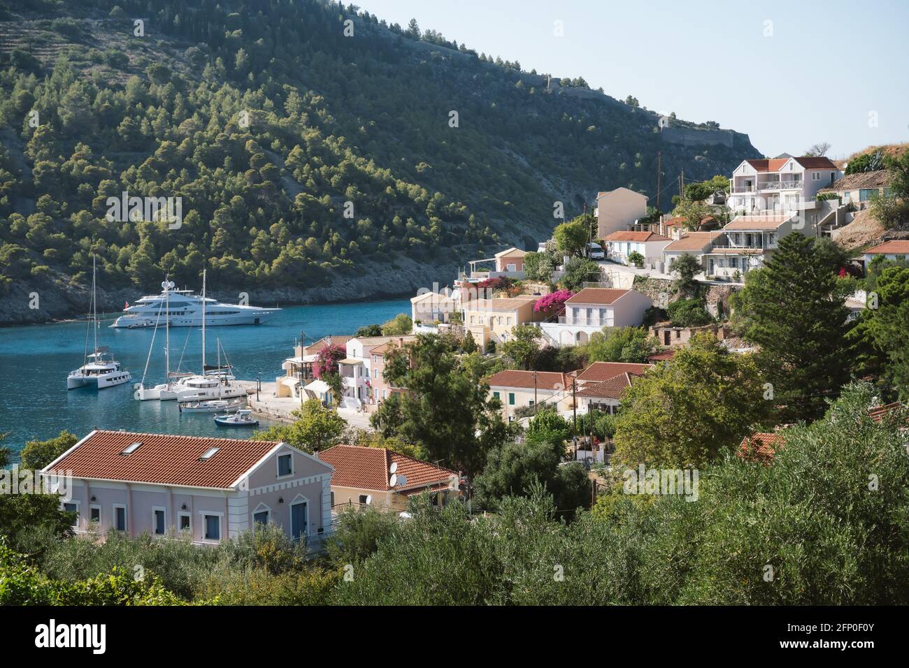 Assos town on Cephalonia Ionian island in Greece. Summer travel ...