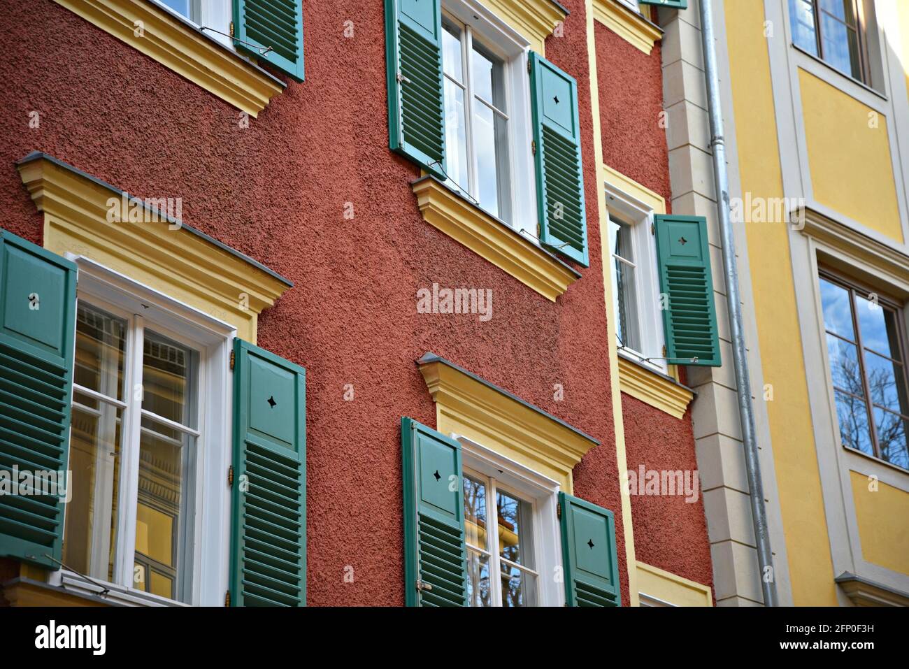 Neo-Classical style building facade with symmetrical windows in Graz ...