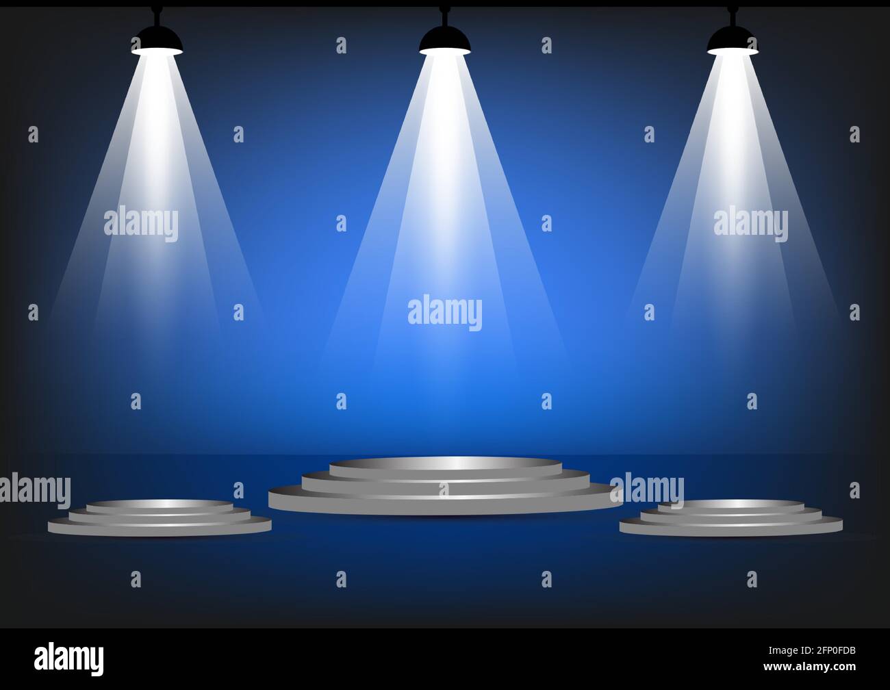 podium with spotlight for show with blue color tone wall background ...