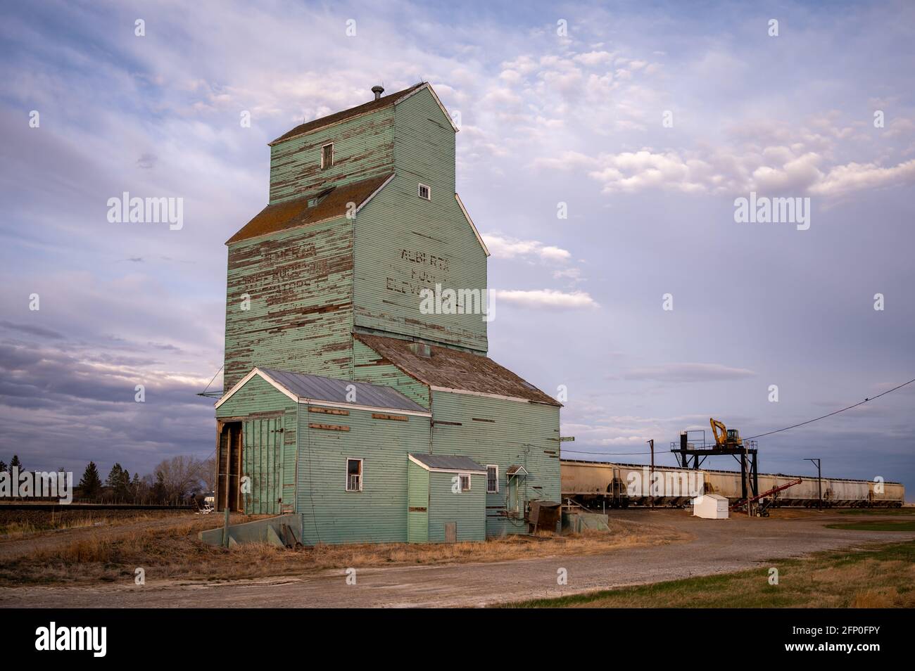 Brant, Alberta - May 7, 2021: Brant's old Alberta Wheat Pool grain ...