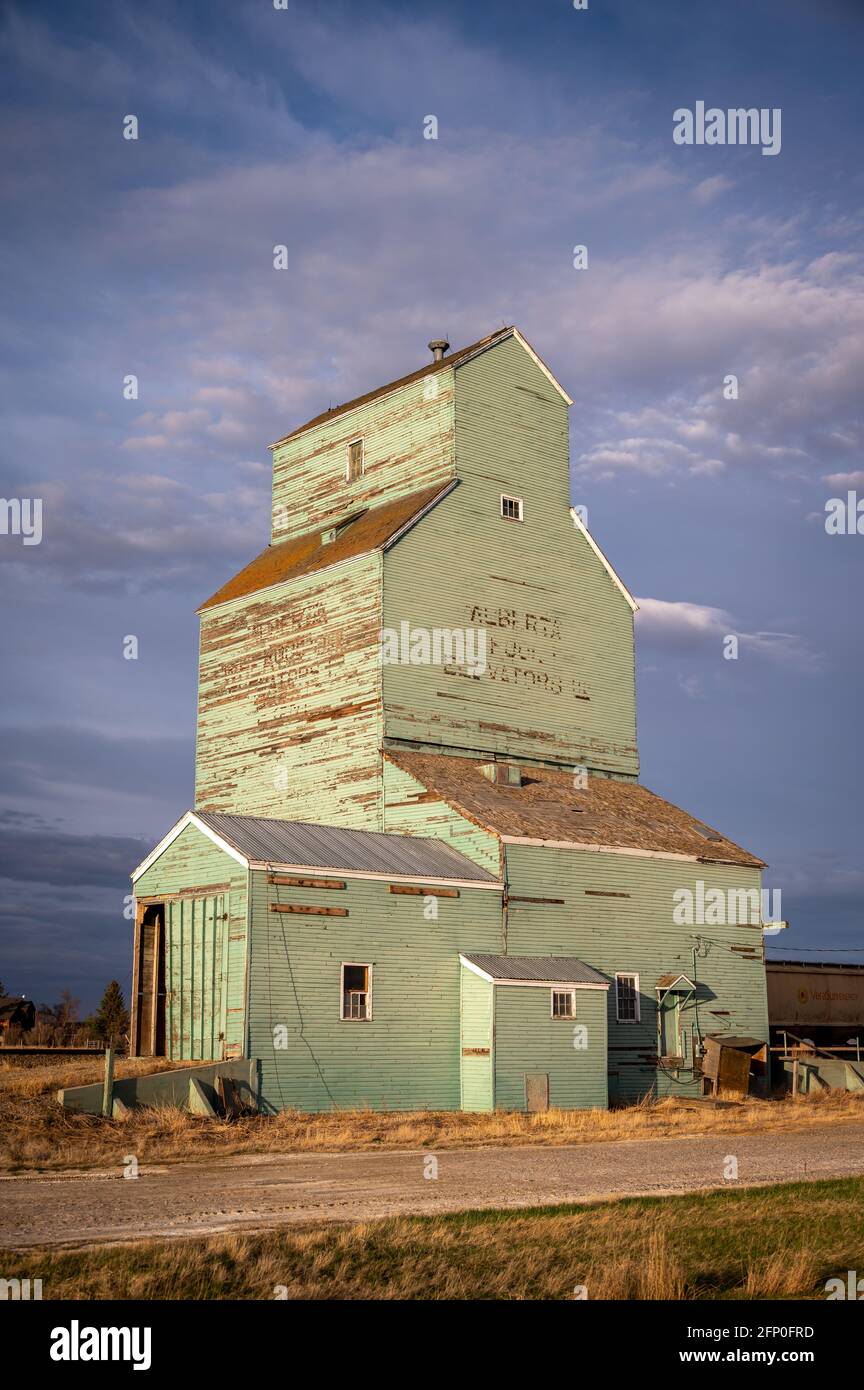 Brant, Alberta - May 7, 2021: Brant's old Alberta Wheat Pool grain ...