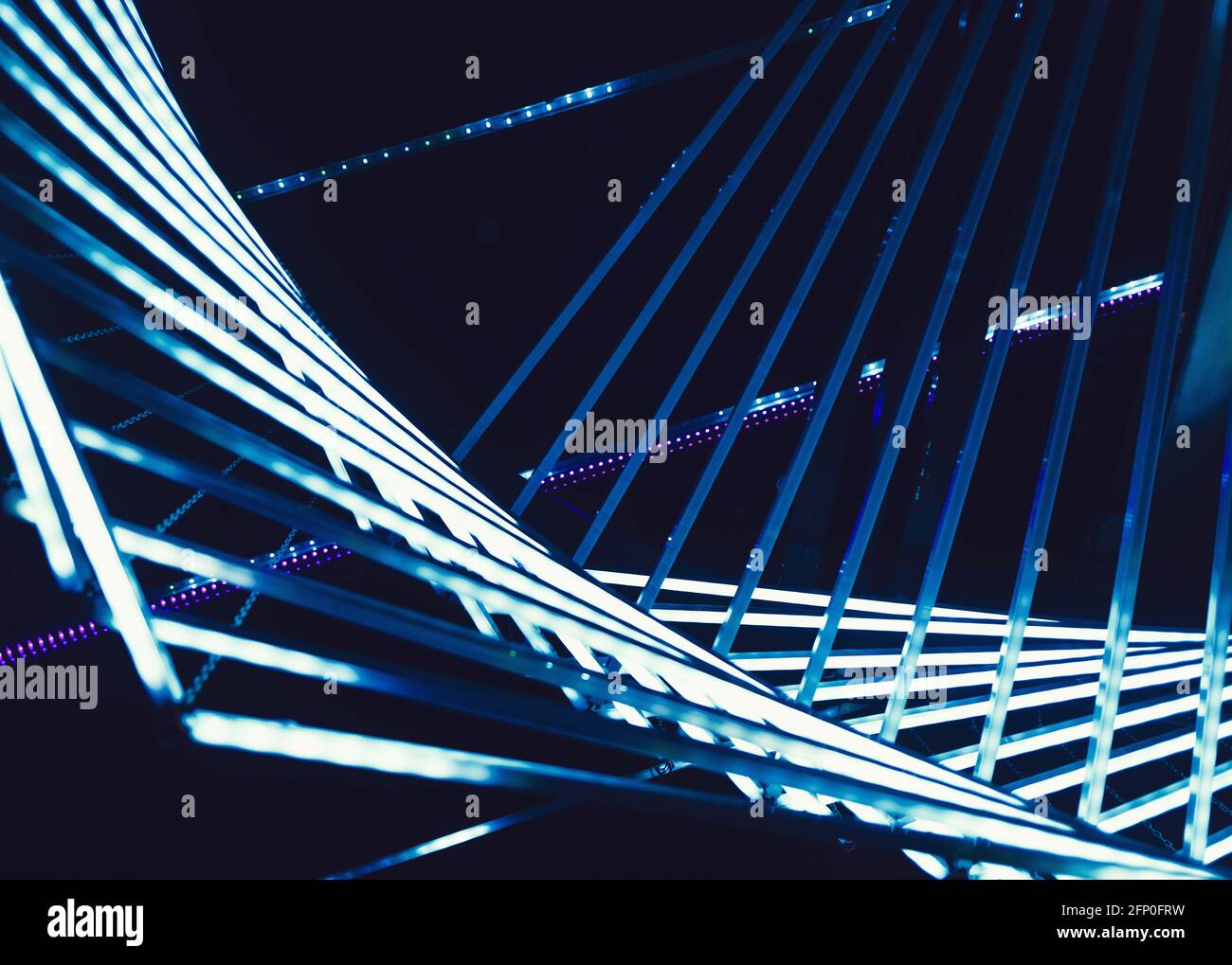 fluorescent modern blue lamps in night club Stock Photo - Alamy